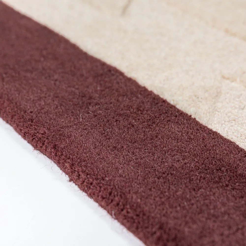 Vínový/v přírodní barvě ručně tkaný vlněný koberec 160x230 cm Apex Border Wool – Flair Rugs
