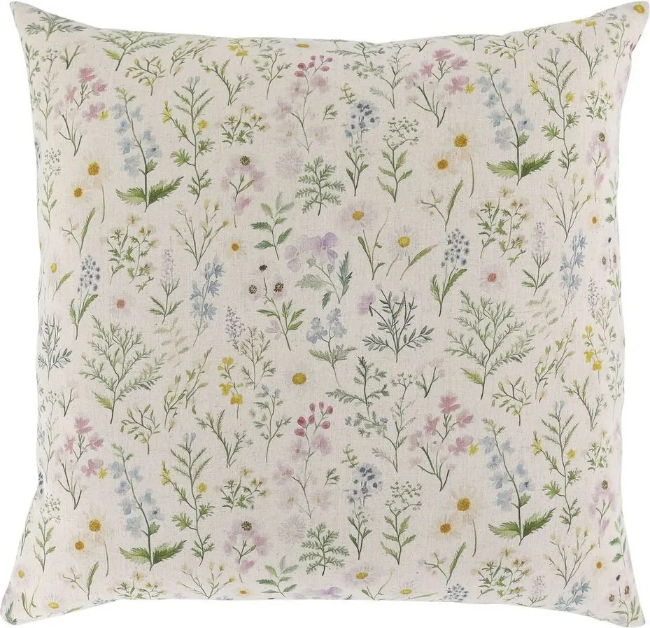 Béžový povlak na polštář s květy Aix Wild Flowers - 60*60 cm