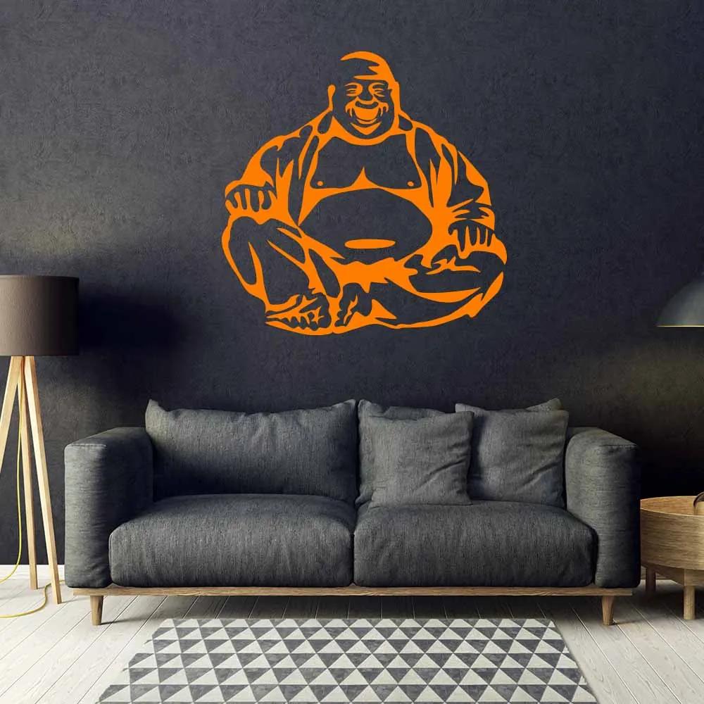 GLIX Veselý buddha - samolepka na zeď Oranžová 50 x 50 cm