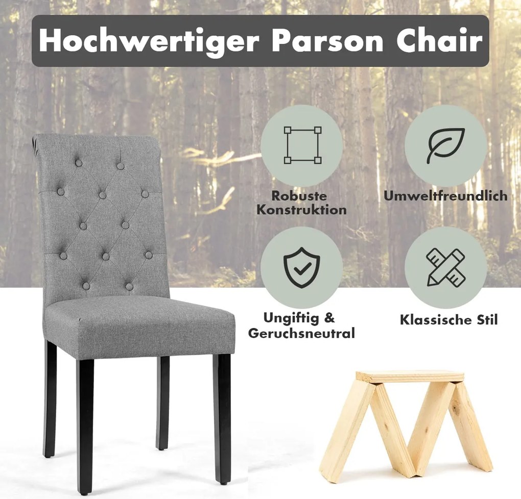 Costway Sada 2 knoflíkových všívaných jídelních židlí Polstrované