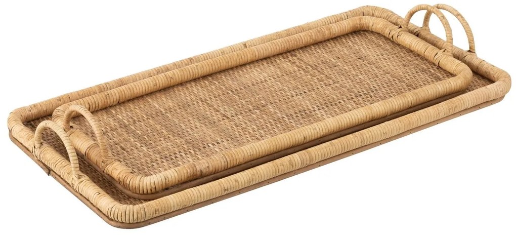 Set 2ks ratanový podnos s uchy Rattan Boom - 71*36*10/ 61*28*9 cm
