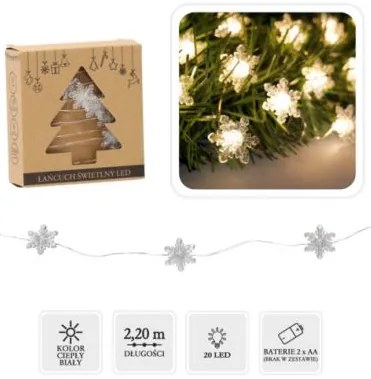 Bestent Světýlka na baterky 20LED 2,2m teplá bílá Snowflakes