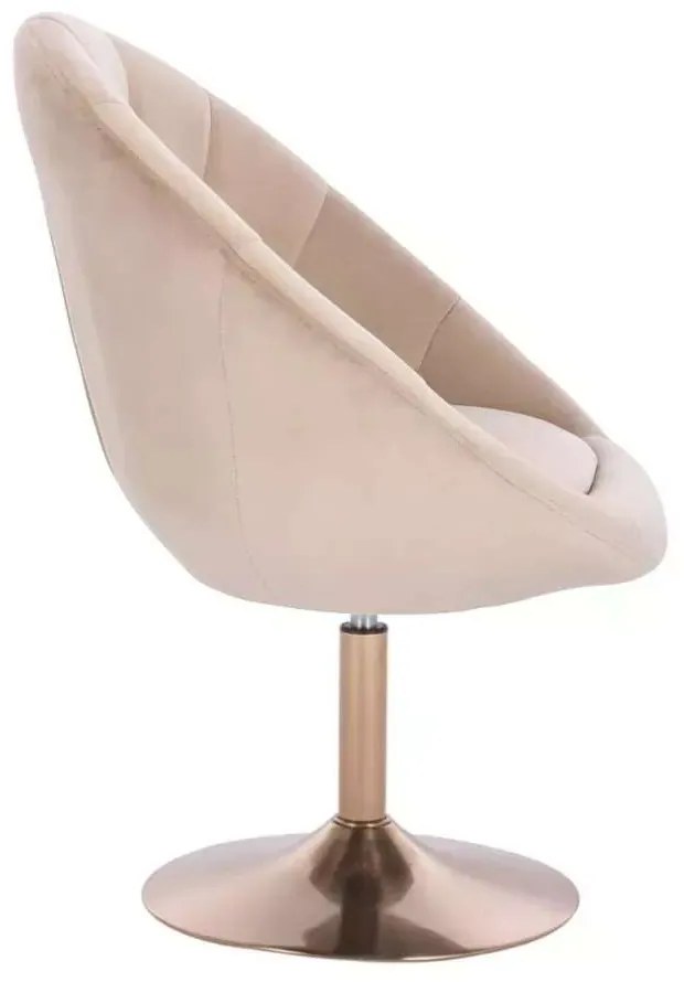 LuxuryForm DESIGN Otočné křeslo VERA VELUR na zlatém talíři - latte
