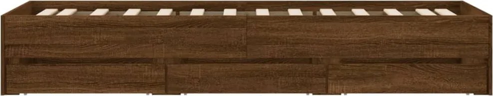 Rám postele se zásuvkami hnědý dub 75 x 190 cm kompozitní dřevo 3207335