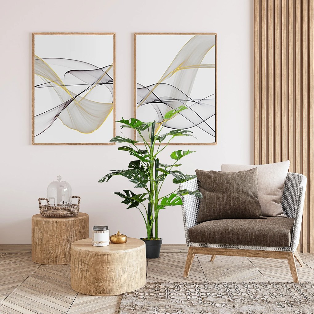 Umělá rostlina Outsunny 100 cm Umělý Monstera s 21 listy a květináčem do domácnosti nebo kanceláře Zelená