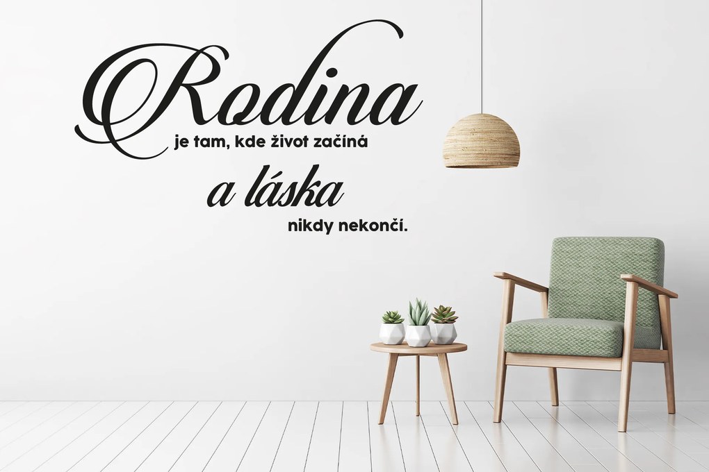 Samolepka na zeď Rodina a láska Barevná varianta: Černá, Velikost (šířka x výška): 70x43cm