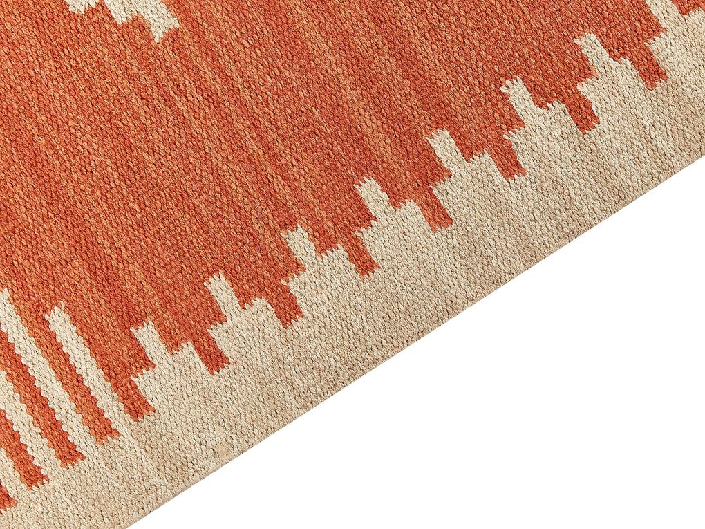 Bavlněný kelimový koberec 80 x 300 cm oranžový GAVAR Beliani