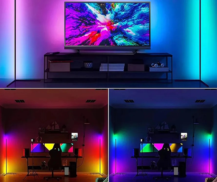 Verk Group Podlahová rohová rgb led lampa na noční stolek pro použití v ložnici 1,5