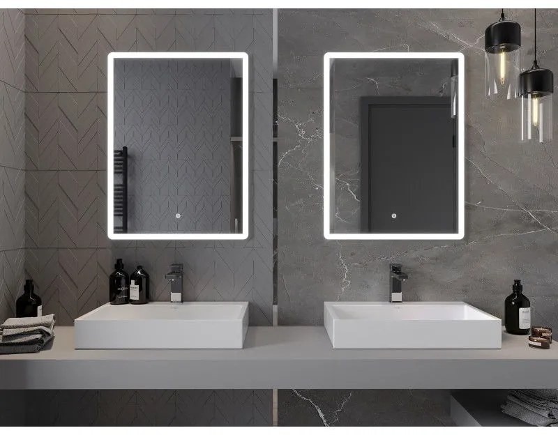 Mexen Navia, LED koupelnové zrcadlo s podsvícením 60 x 80 cm, 6000K, ochrana proti zamlžování, 9803-060-080-611-00