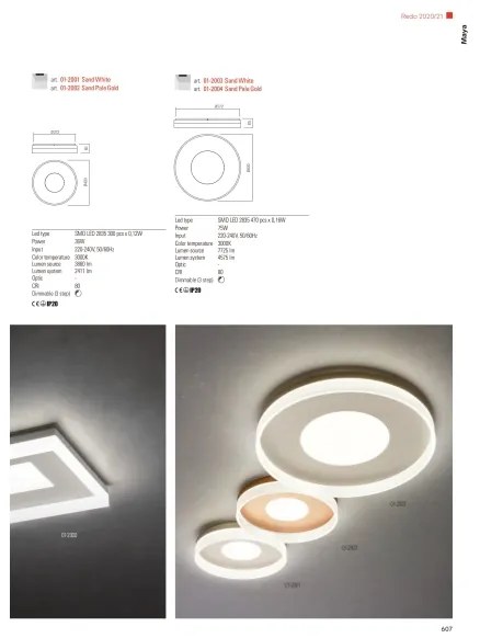Redo 01-1998 - LED Stm stropní svítidlo MAYA LED/42W/230V 42,5x42,5 cm zlatá