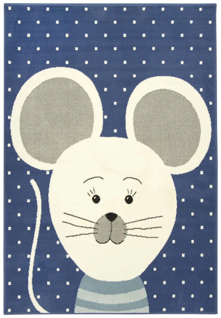 Dětský kusový koberec LUNA KIDS 534221/94955 Myška Modrý Rozměr: 140x200 cm