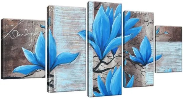 Ručně malovaný obraz Nádherná modrá magnolie 150x70cm RM3437A_5B