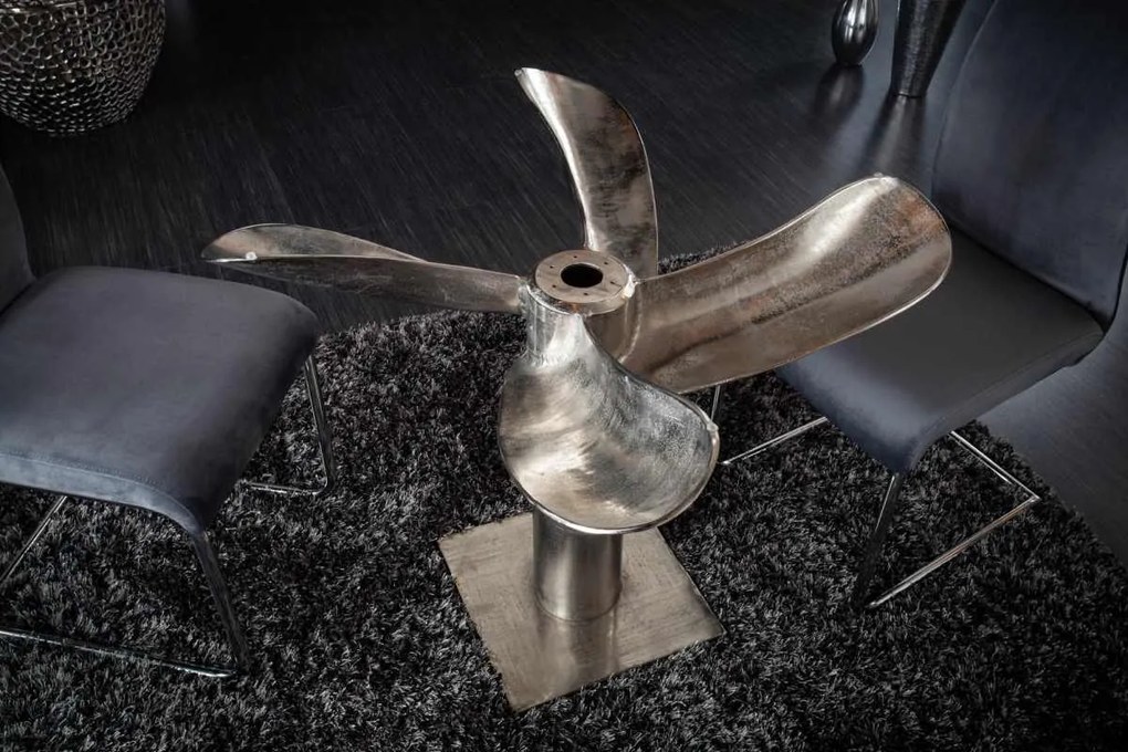 Designový jídelní stůl Propeller 94 cm stříbrný
