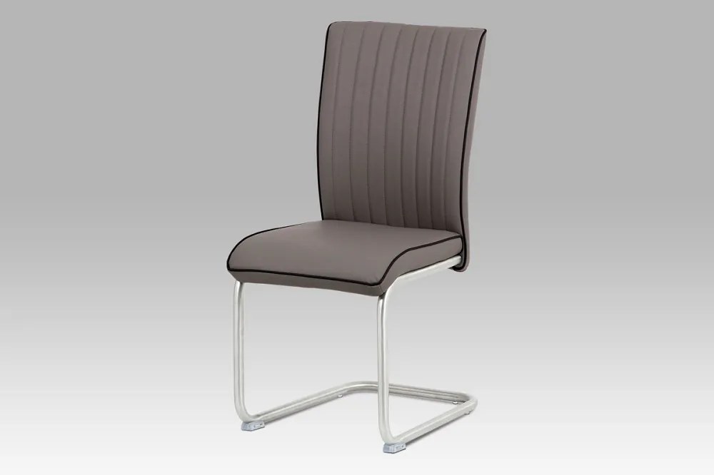Jídelní židle pohupovací v kombinaci imitace kůže cappuccino a broušeného nerezu HC-393 CAP