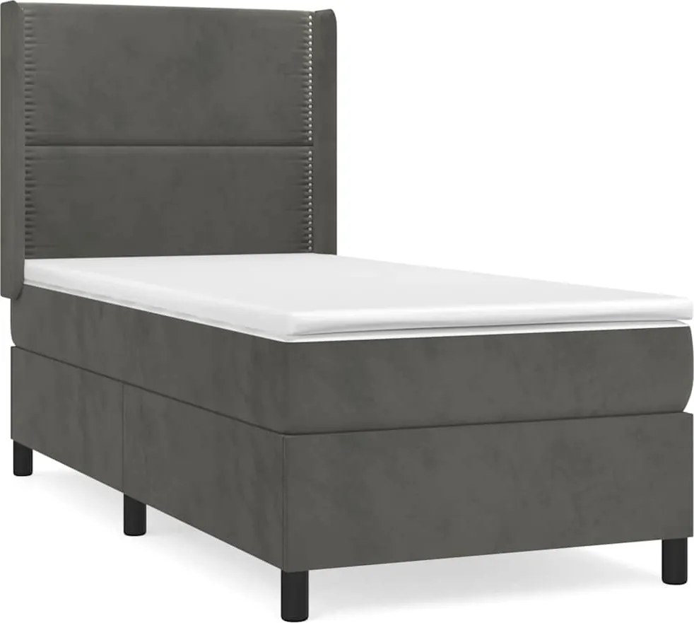 Box spring postel s matrací tmavě šedá 80 x 200 cm samet 3132586