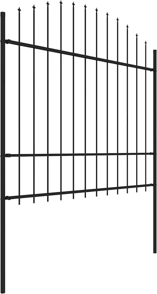 Zahradní plot s kopím nahoře ocelový 1673 x 175 cm černý 277748