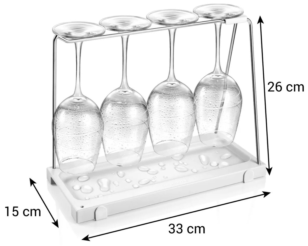 Držák sklenic na víno s odkapávačem FlexiSPACE 330 x 148 mm