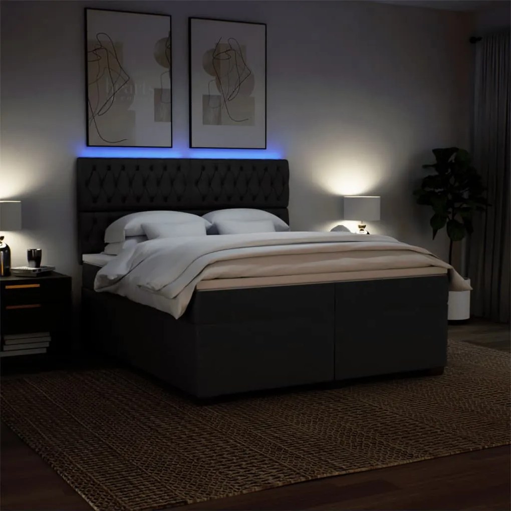 Box spring postel s matrací černá 200x200 cm textil 3292904