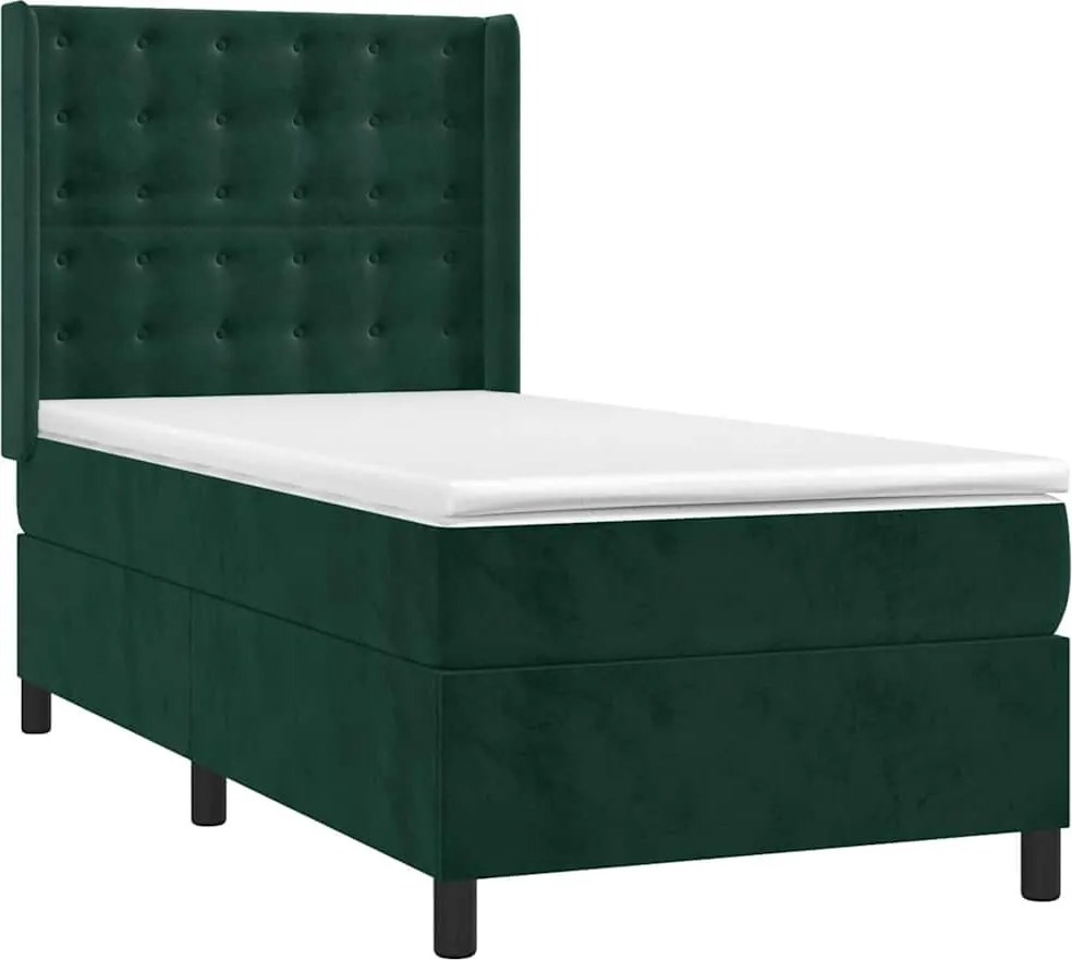 Box spring postel s matrací tmavě zelená 80 x 200 cm samet 3132888
