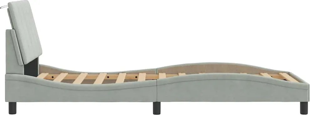 Rám postele bez matrace Hanko světle šedý 90 x 200 cm samet 3207825