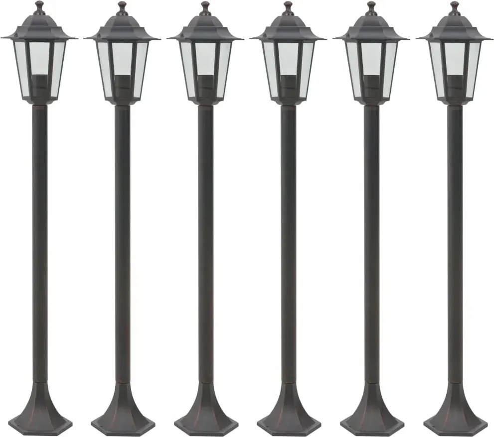 Fionshop 262938221 vidaXL Zahradní sloupové lampy 6 ks E27 110 cm hliníko