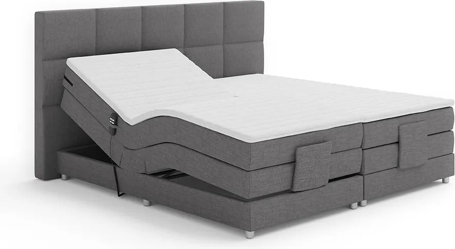 Elektrická polohovací postel, boxspring, šedá, 180x200, MURKO NEW