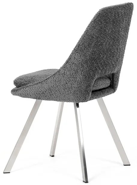 Autronic Elegantní šedá jídelní židle RINA s broušenými kovovými nohami (vzorek z prodejny)