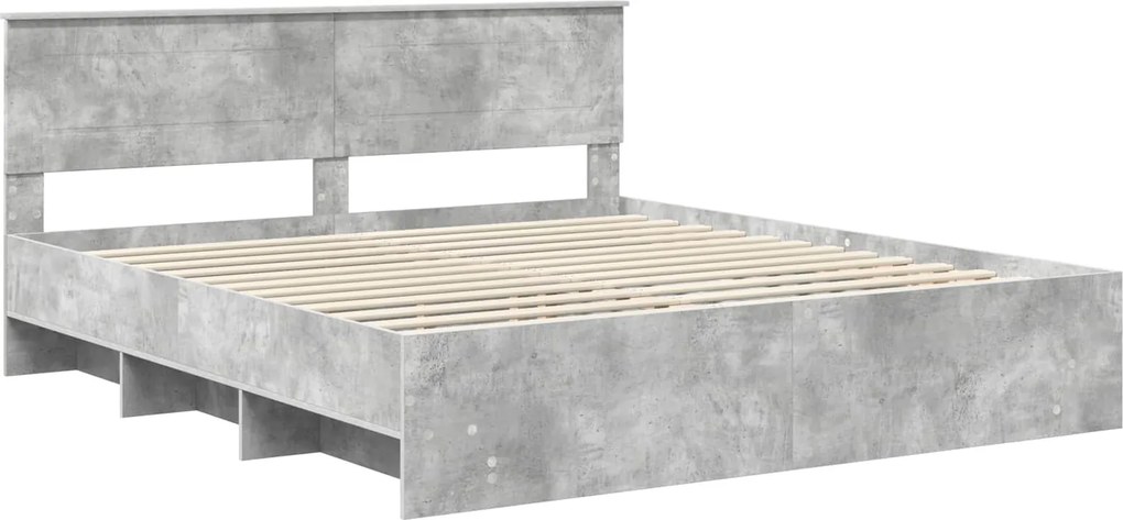 Rám postele s čelo Betonově šedá 180 x 200 cm Kompozitní dřevo 3408826