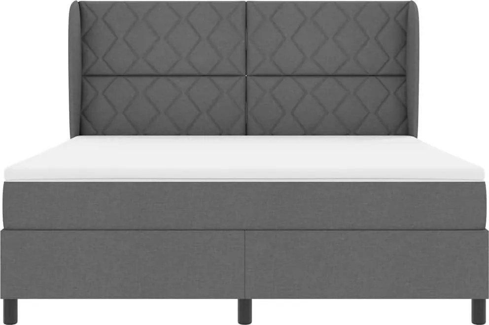 Postel s boxspringem s čelo Tmavě šedá 180 x 200 cm textil 3340642