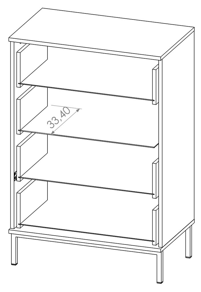 GAB Komoda PAULA K4SZ, Černý jasan 70 cm