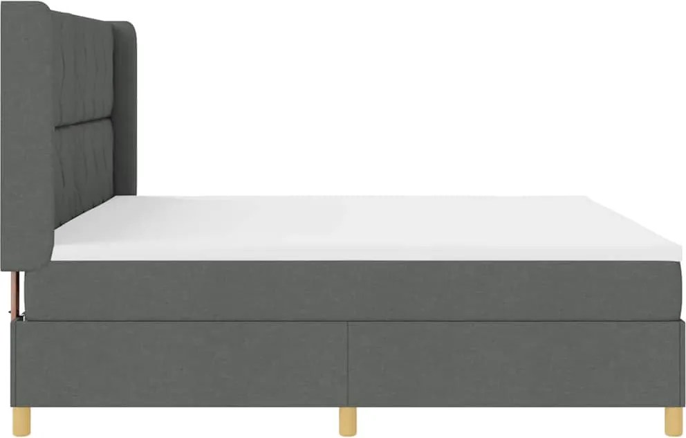 Postel s boxspringem s čelo Tmavě šedá 200 x 200 cm textil 3341918