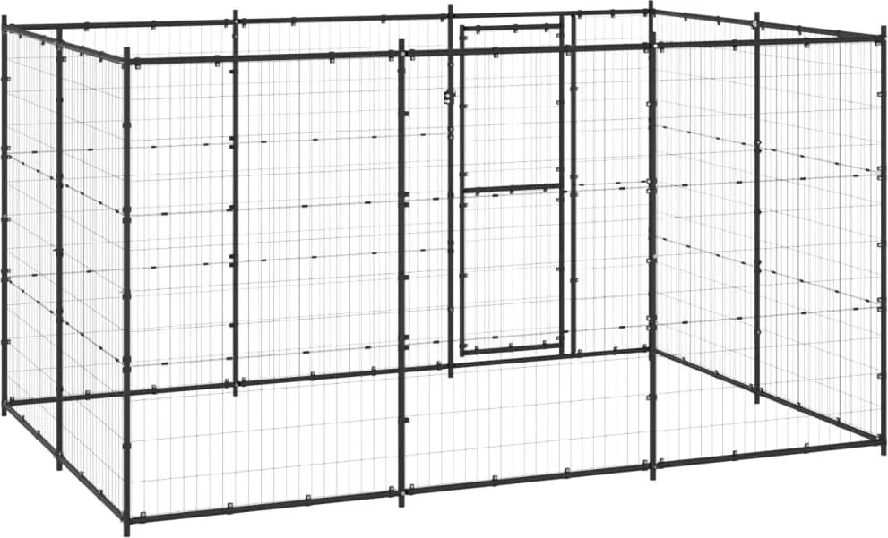 vidaXL Venkovní psí kotec pozinkovaná ocel 7,26 m² [3082298] Barva: Černá