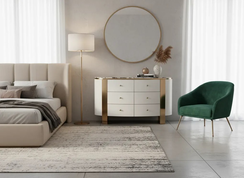 Komoda Stilig ST920 140 cm bílá/zlatá/mramor