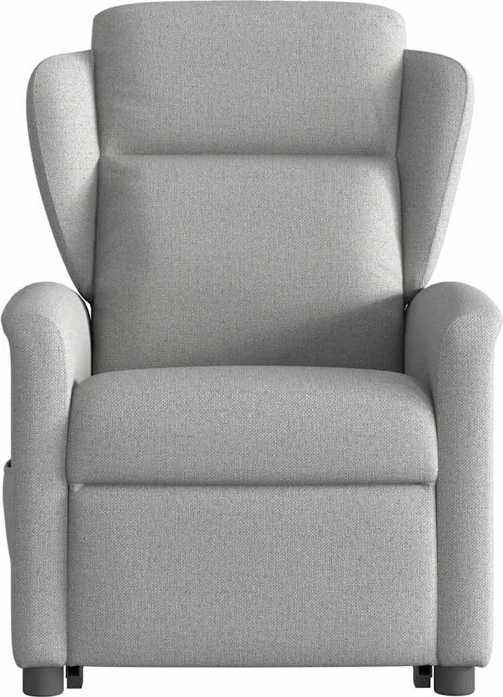 Zvedací masážní polohovací křeslo obláčkově šedé textil 3303153