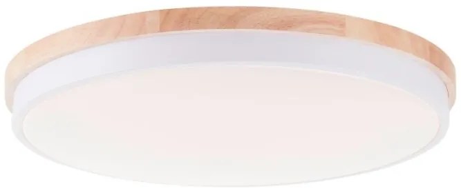 Brilliant G80846/75 Stmívatelné LED svítidlo BAARLO DŘEVO bílé průměr 50cm, RC, CCT, Night Light