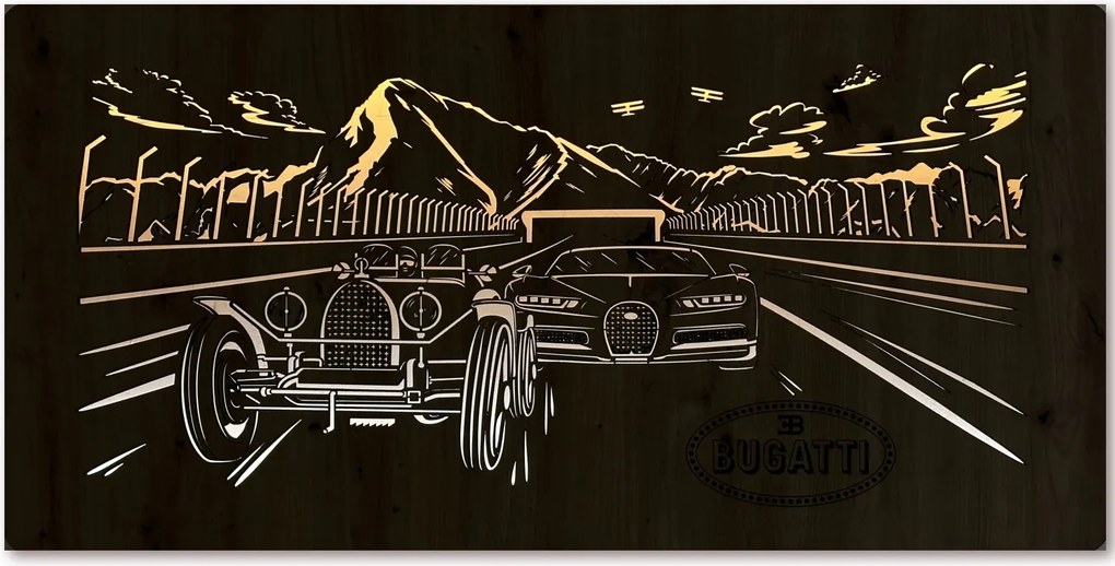 Li-Go "Bugatti" světelný obraz 230V 100x50 cm provedení povrchu: dub světlý