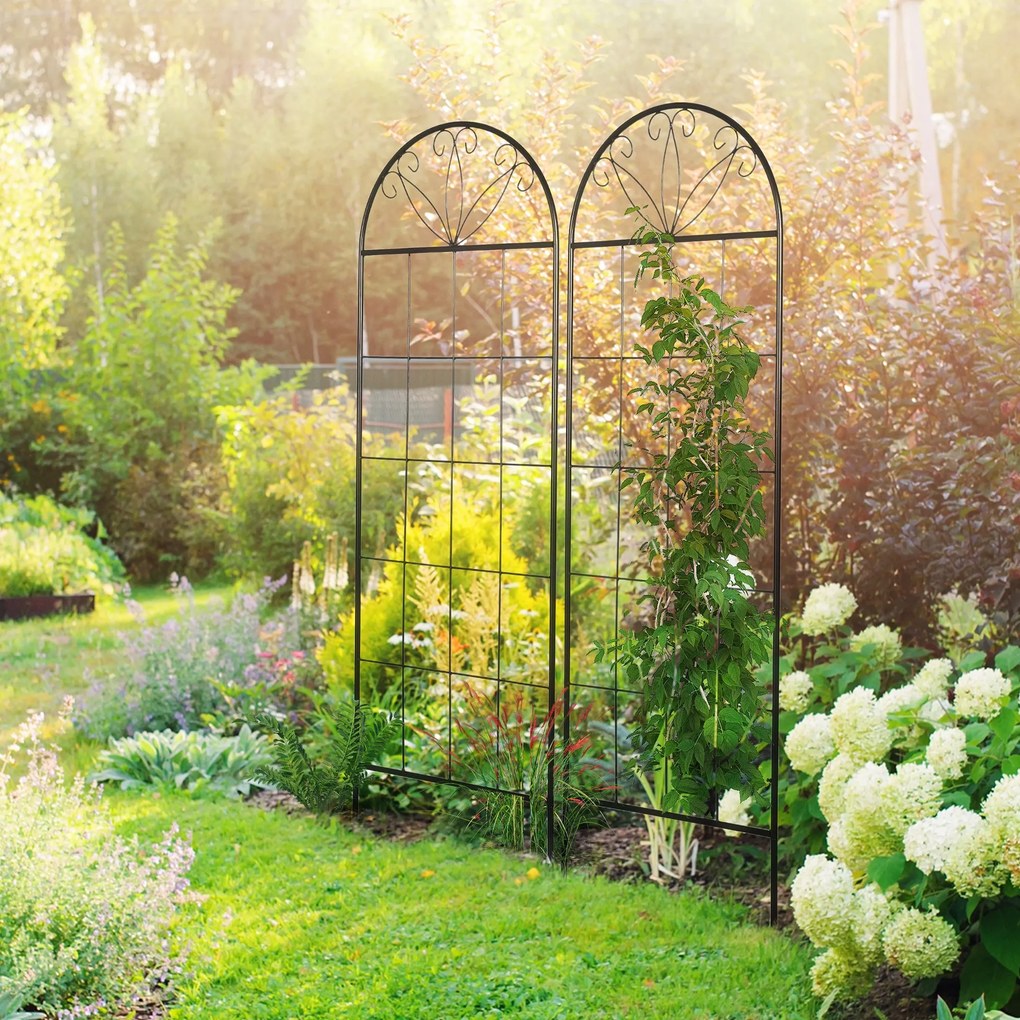Sada 2 kovových zahradních treláží Outsunny pro popínavé rostliny - 51 x 152 cm černé