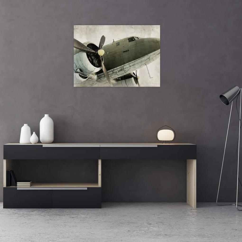 Skleněný obraz - Staré vrtulové letadlo (70x50 cm)