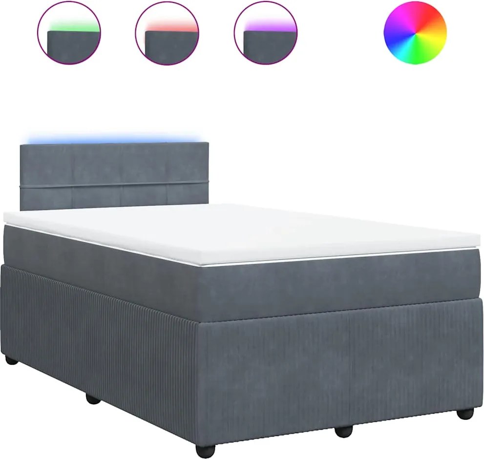 Box spring postel s matrací tmavě šedá 120 x 200 cm samet 3290011