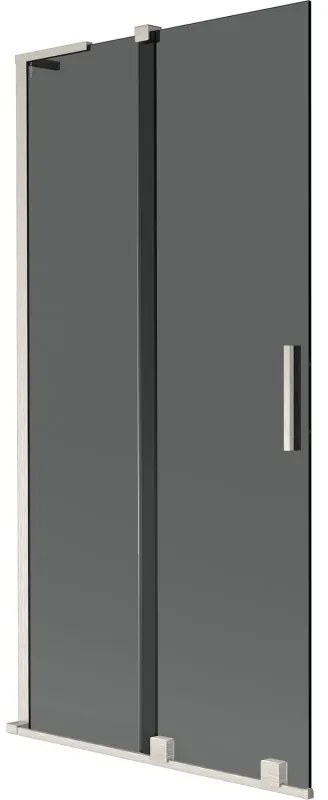 Mexen Velar L, 2-křídlová posuvná vanová zástěna 95 x 150 cm, 8mm šedé sklo, broušená ocel, 896-095-003-41-97