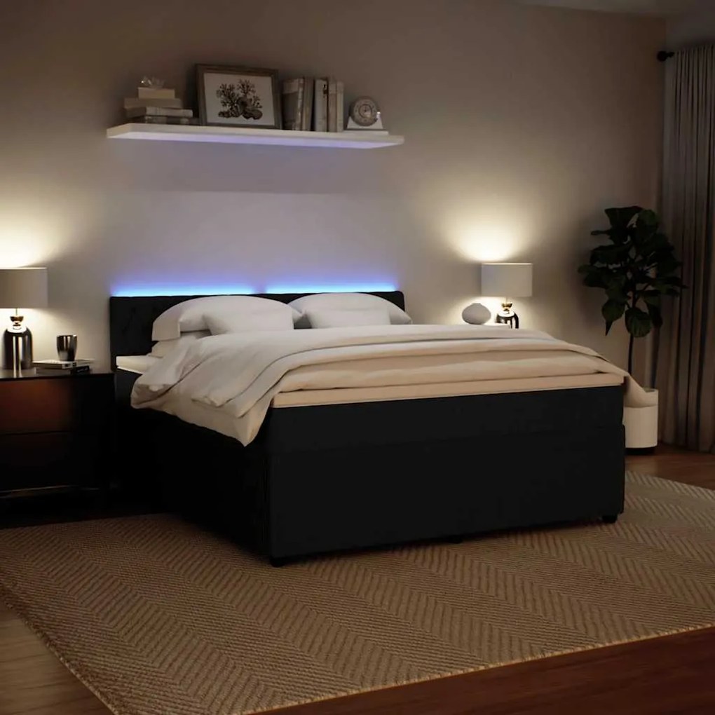 Box spring postel s matrací černá 180x200 cm samet 3290114
