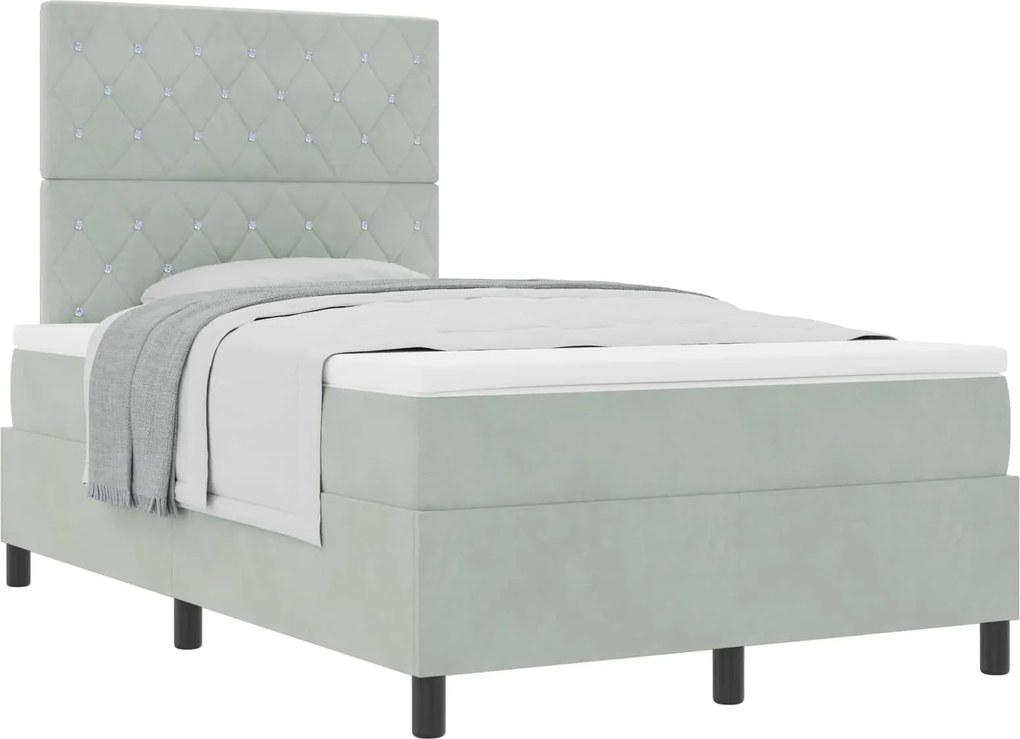 Postel s boxspringem s matrací Světle šedá 120 x 190 cm samet 3339752