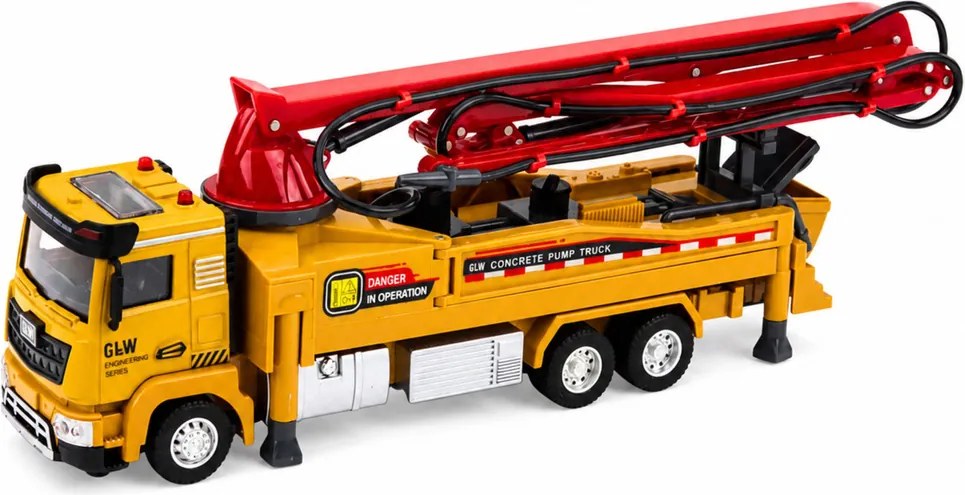 LEAN Toys Nákladní auto s čerpadlem na beton, světla, zvuky, voda, měřítko 1:40