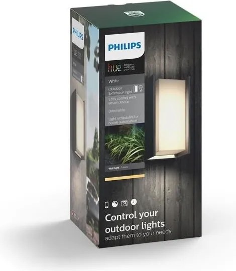 PH 16472/93/P0 Hue White venkovní nástěnné svítidlo Philips Turaco 16472/93/P0 antracitové, 2700K - PHILIPS HUE (915003761403)