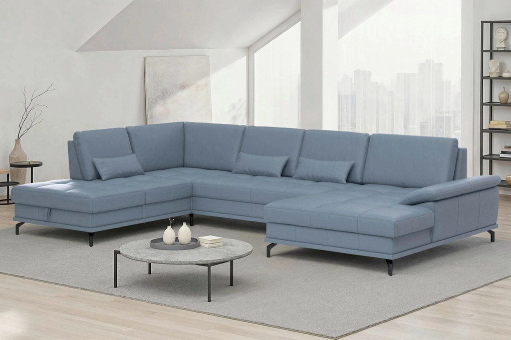 XXXLutz SEDACÍ SOUPRAVA, kůže, šedomodrá Sit & More - Sedací soupravy - 00014403971S