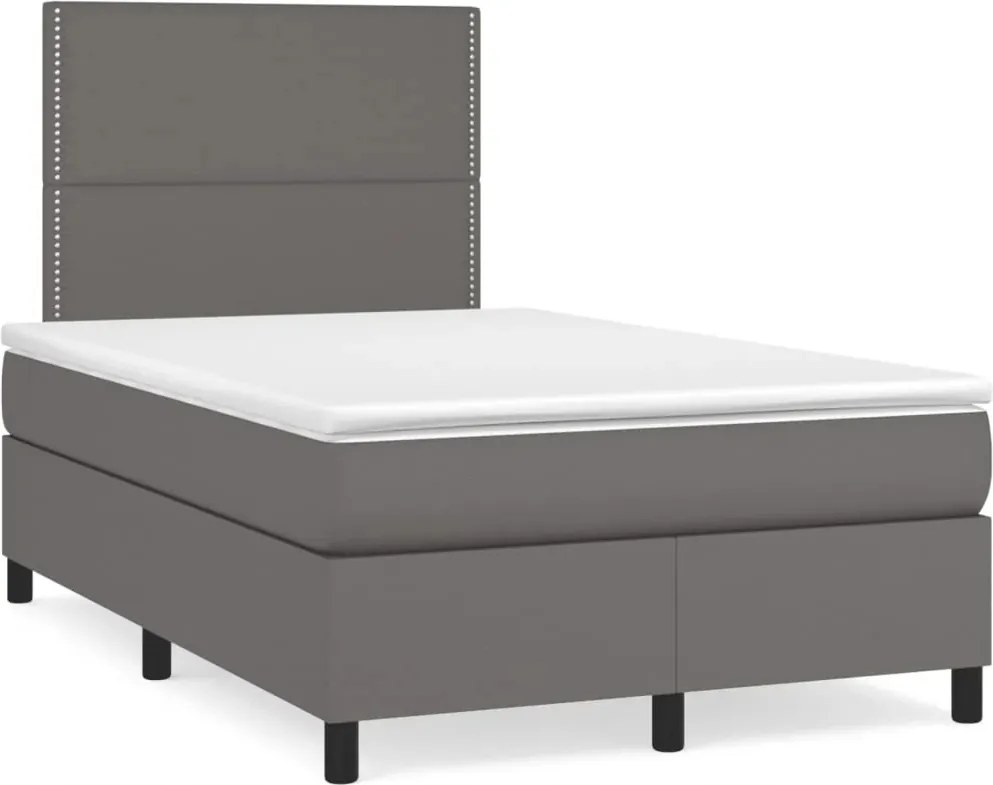 Box Spring Postel S Matrací Šedá Umělá Kůže Šedá Hladké s hřebíky 120 x 1