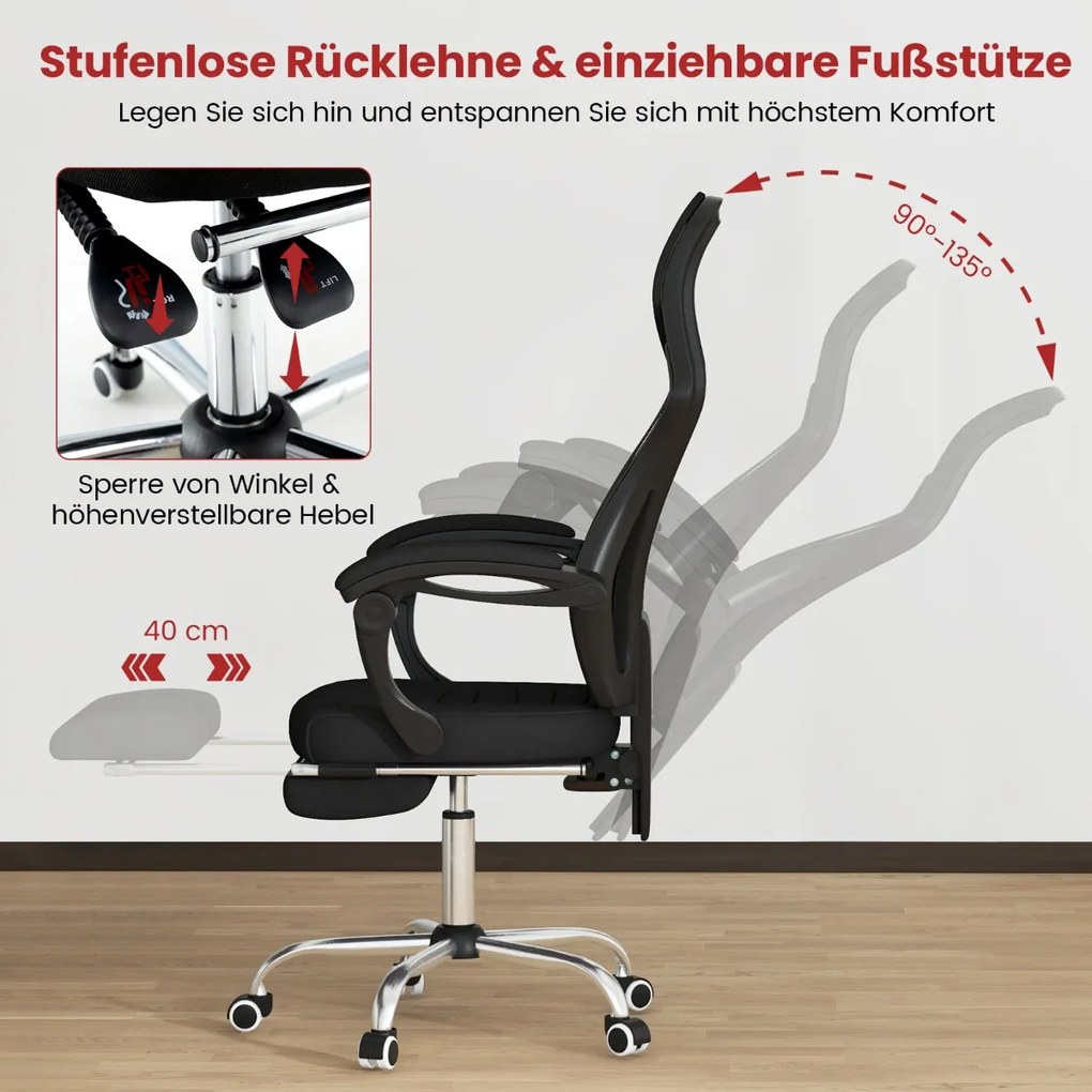 Costway Ergonomická kancelářská židle ze síťoviny s opěrkou nohou a výškově