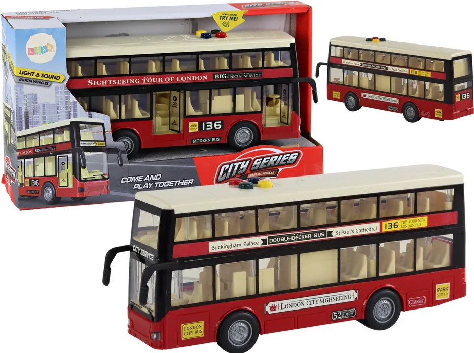 LEAN Toys Patrový městský autobus se světly a zvuky červený 1:16