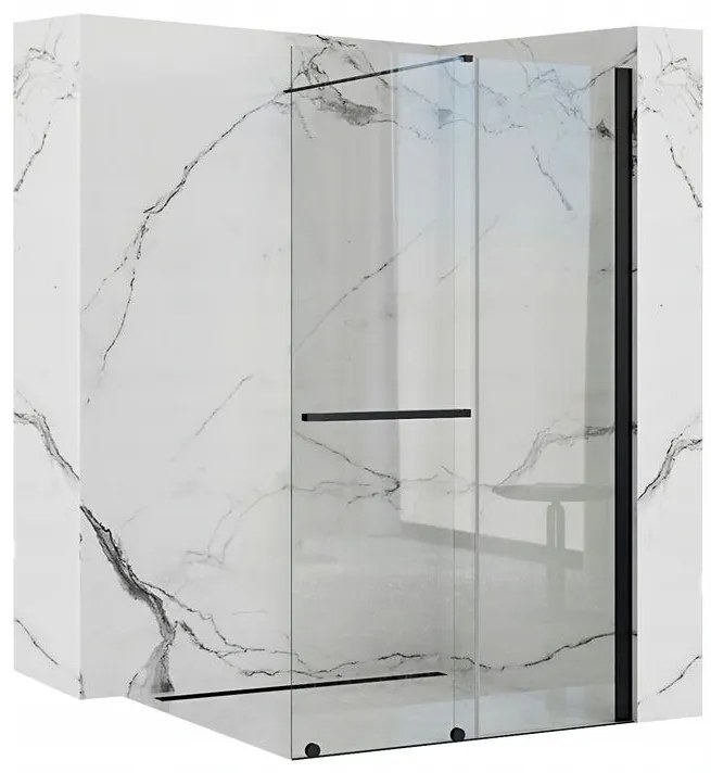 Rea - Cortis posuvná sprchová zástěna 100x195cm, 6mm sklo, čiré sklo/černý profil, REA-K7740
