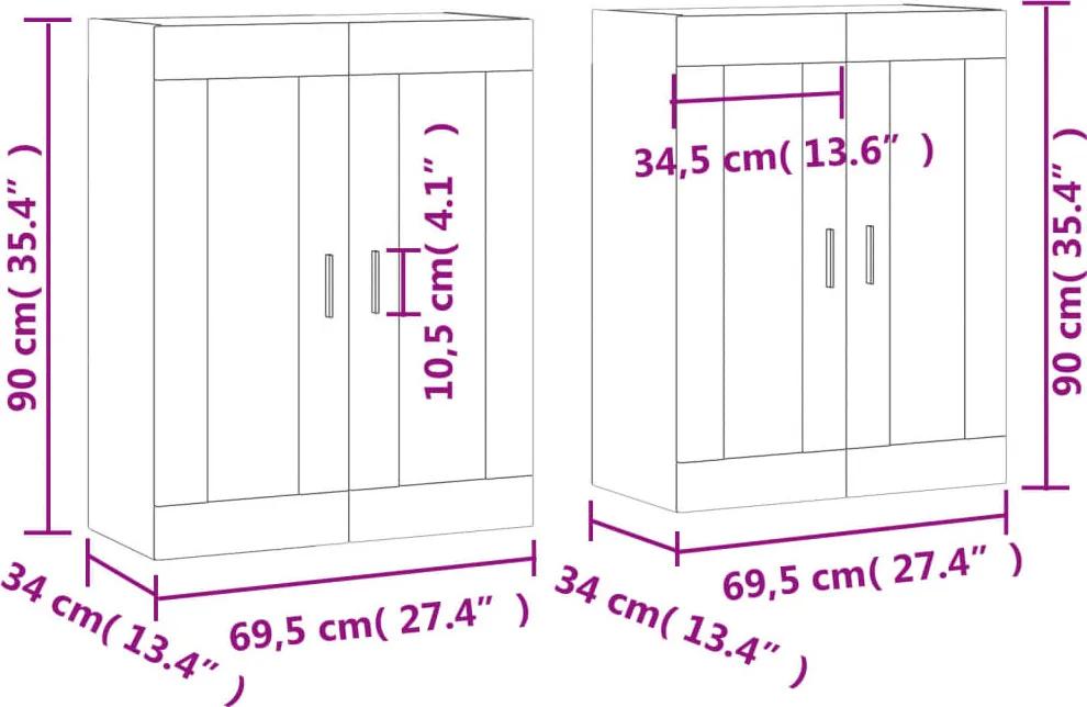 vidaXL Nástěnné skříňky 2 ks kompozitní dřevo [3198033] Barva: Betonová šedá